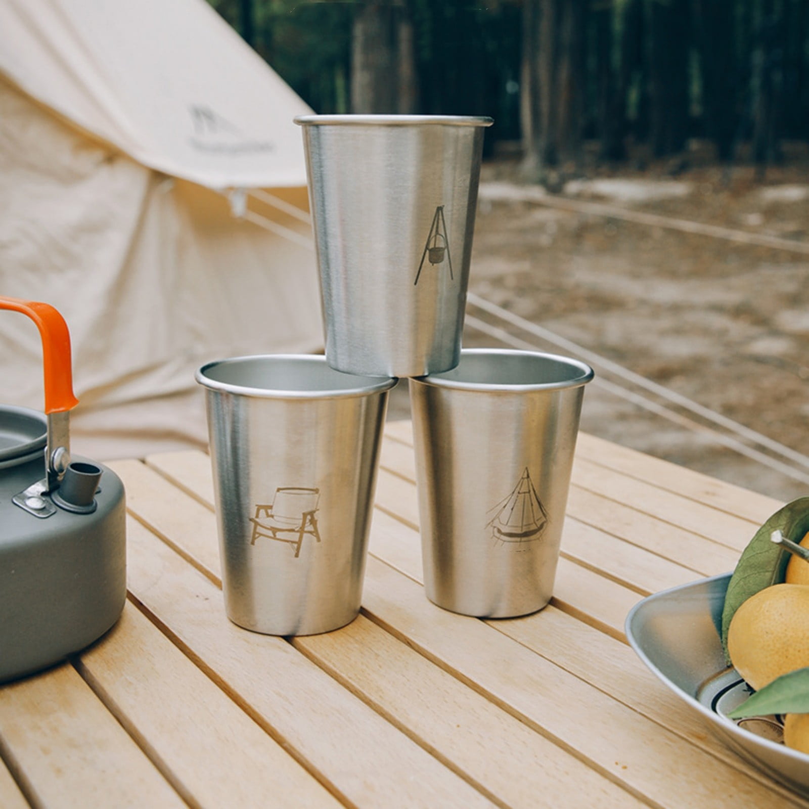 Camping Stainless Steel Coffee Mugs with Handle,Outdoor Coffee Mug for ...