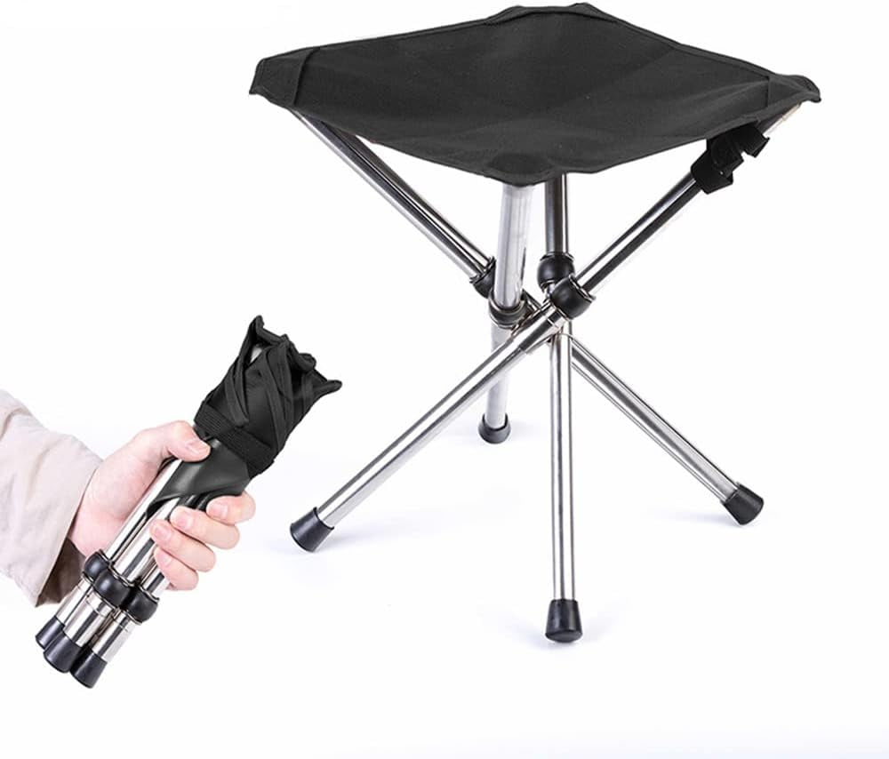 Camping Stool,Small Telescopic Folding Chair, Stainless Steel Compact ...