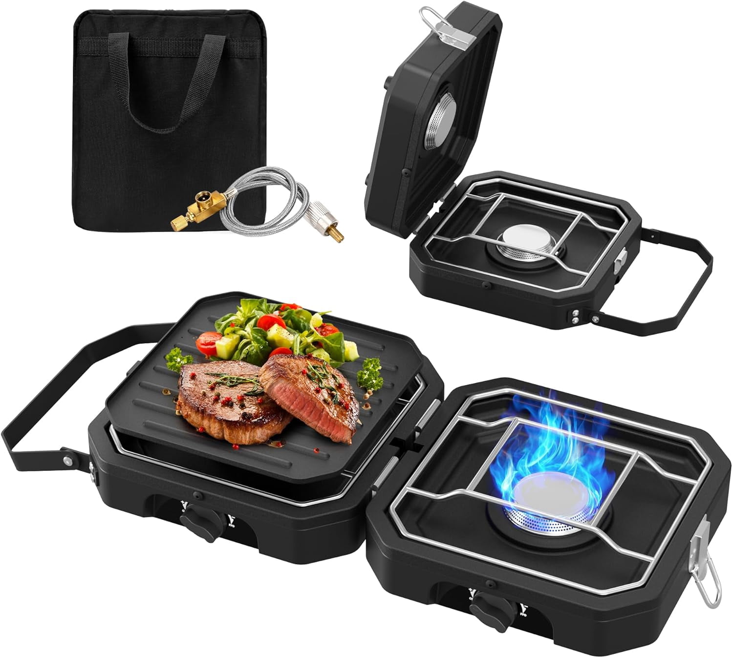 Camping Stove Portable Camp Stove with Independently Adjustable Heat ...