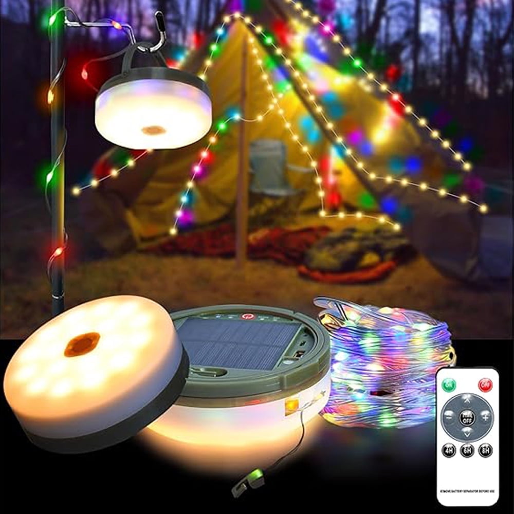 Camping String Light, 32.8FT Rechargeable Waterproof LED Hanging Light ...