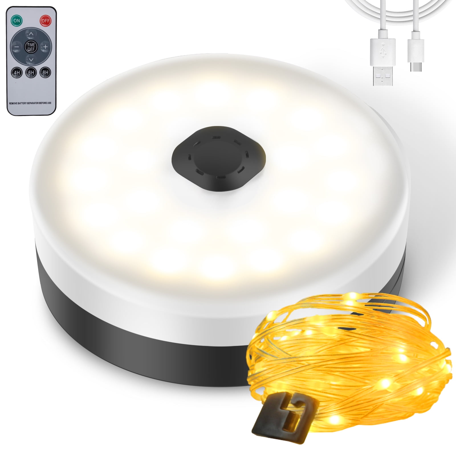 Camping String Lights 2 in 1 1800 mAh Quick Storage 32.8FT Rechargeable ...