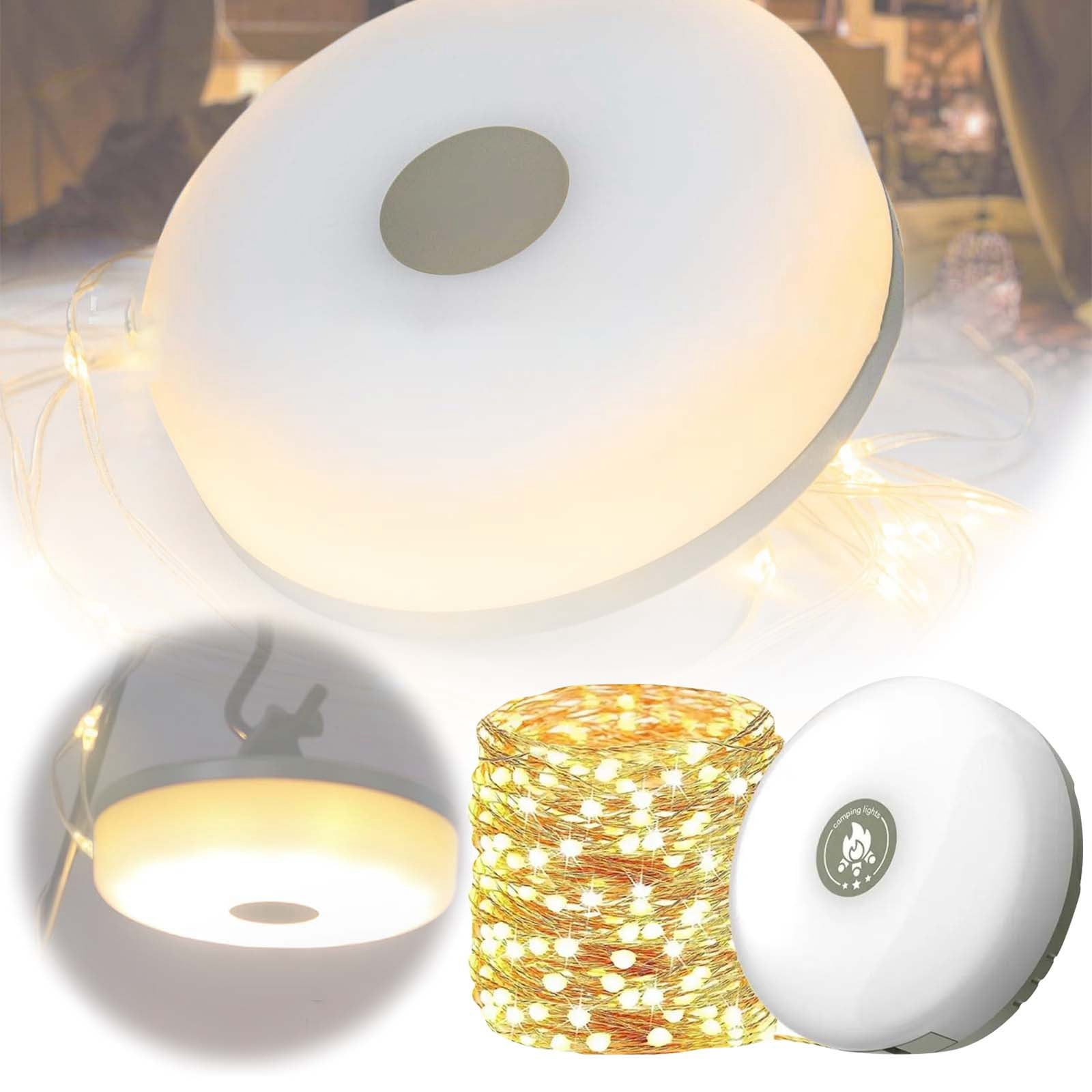 Camping String Lights, 4 in 1 Quick Storage Rechargeable Tent Lights ...