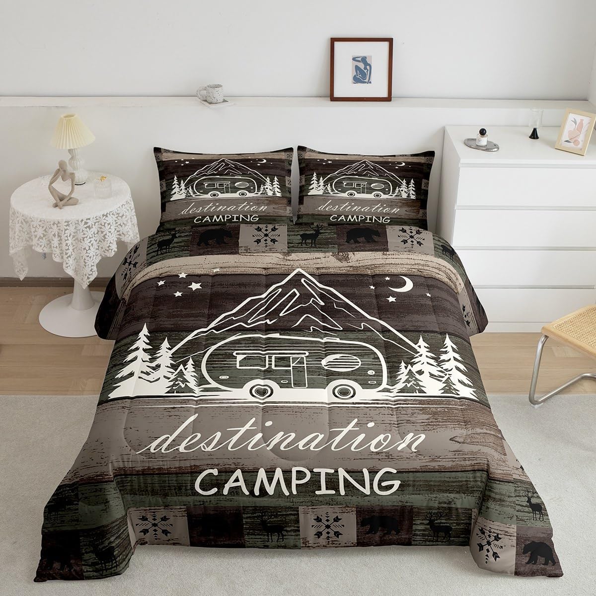 Camping Sunflower Field Comforter for Boys Kids Girls American Flag ...