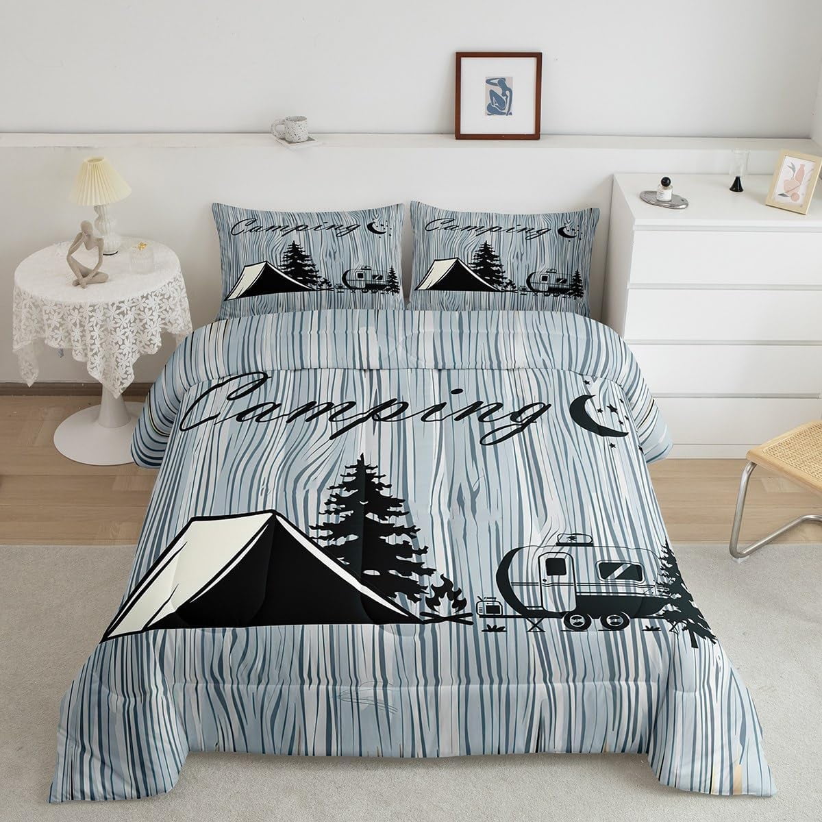 Camping Sunflower Field Comforter for Boys Kids Girls American Flag ...