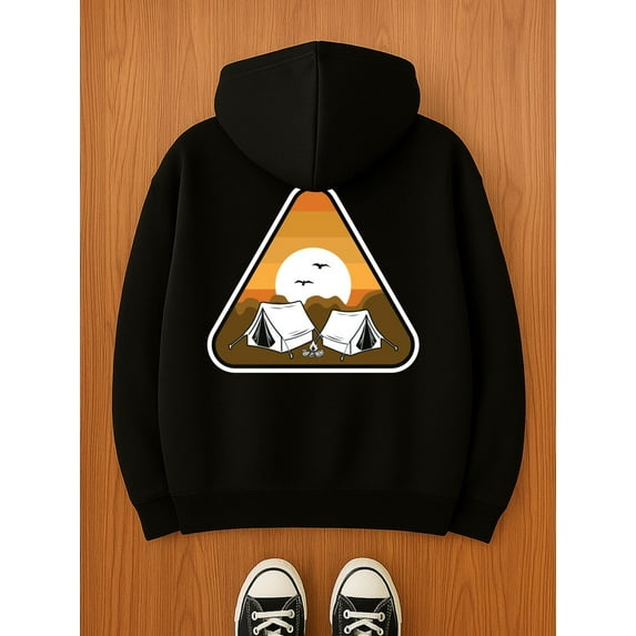 Camping Sunset Hoodie graphic hoodies Camping mens sweatshirts black ...