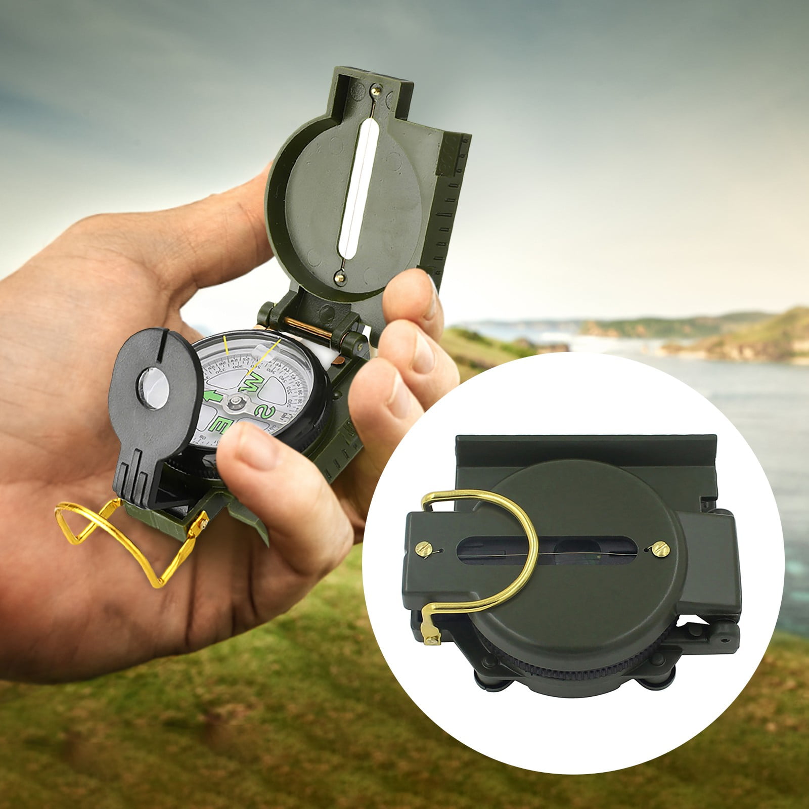 Camping Supplies,Aluminum Alloy American Folding Compass Scale ...