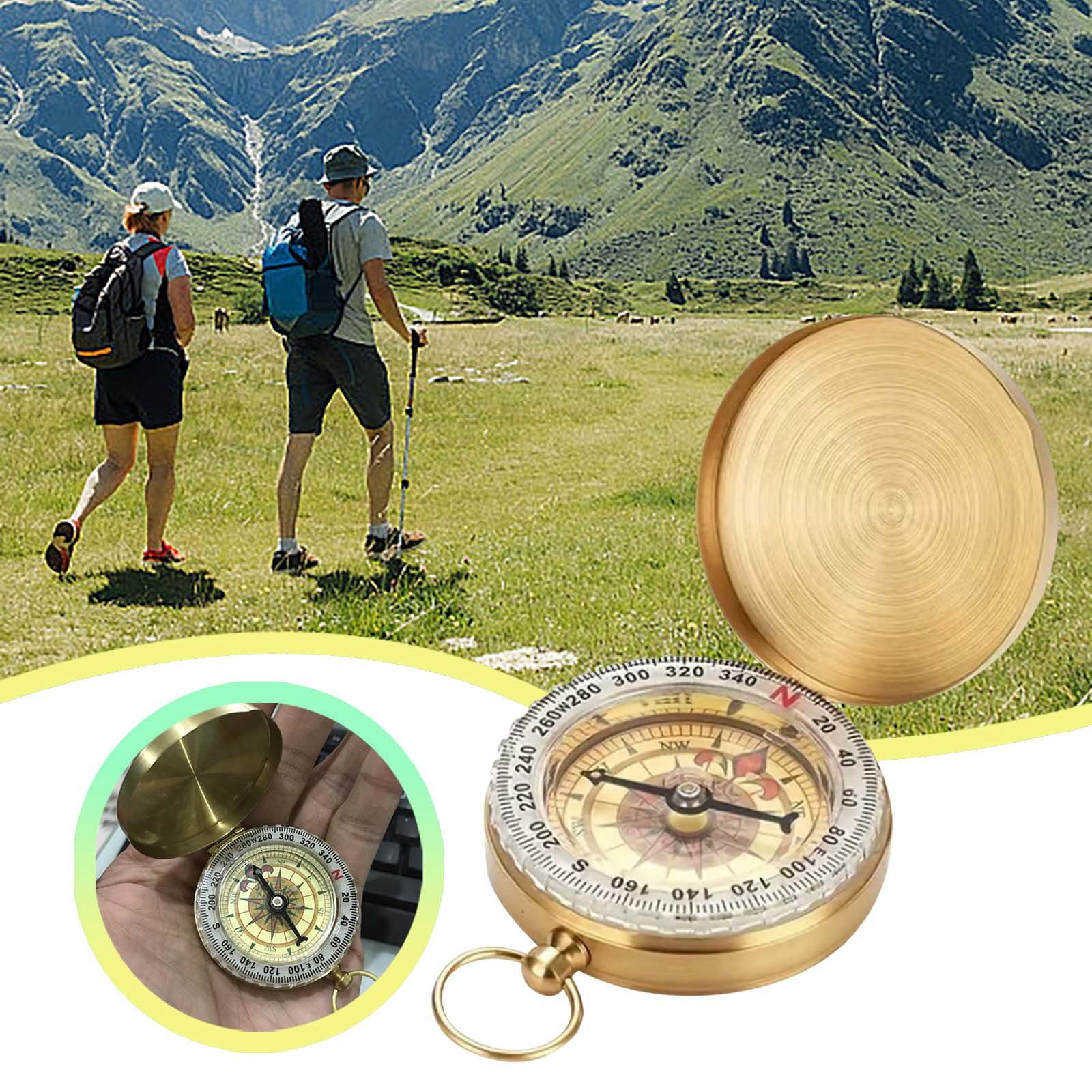 Camping Survival Compass - Pocket Compass for Kids, Small Golden Pocket ...