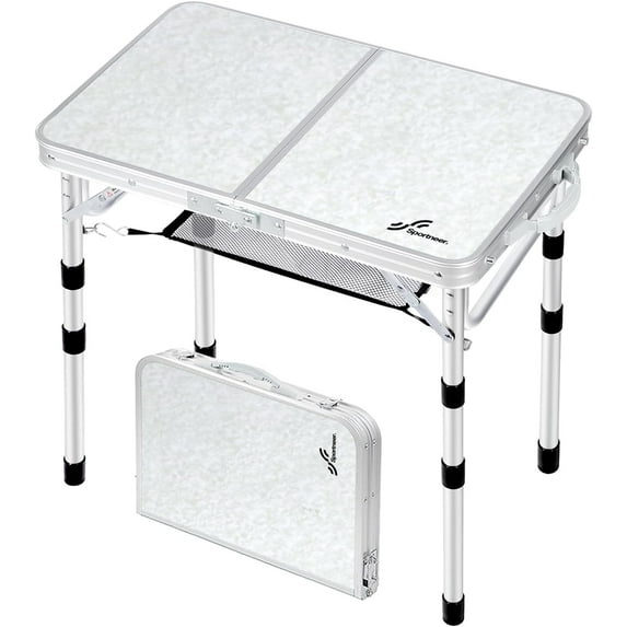 Camping Table: Adjustable Height Small Folding Table 23.6" L x 15.7" W ...