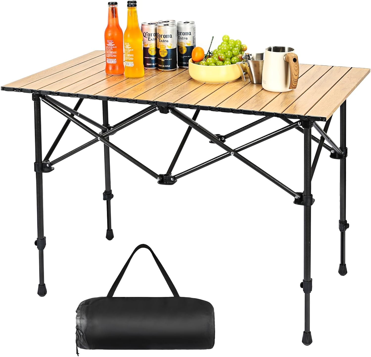 Camping Table Folding Camp Table Roll Up Surface Lightweight ...