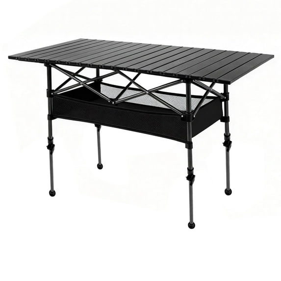 Camping Table with Mesh Basket, Lightweight Carbon steel Roll-Up ...