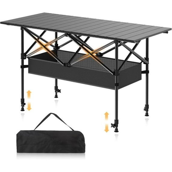 Camping Table Portable, Folding Roll-Up Picnic Table with Carry Bag ...