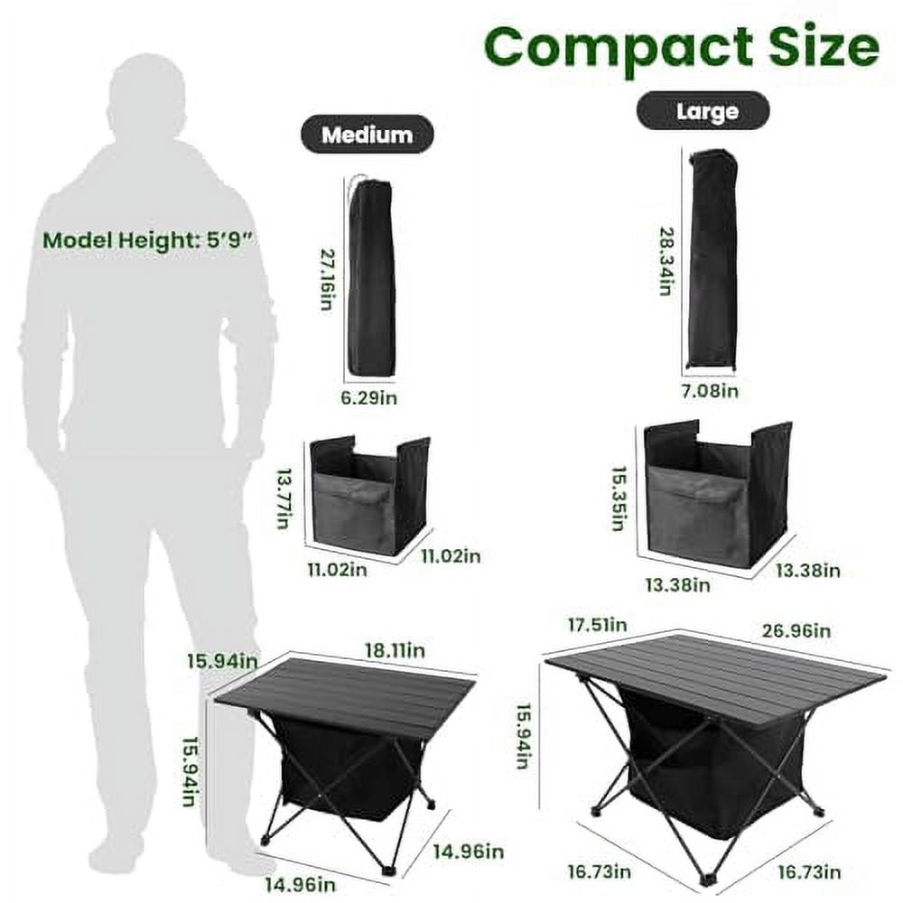 Camping Table with Storage, Lightweight Beach Table, Aluminum Portable ...