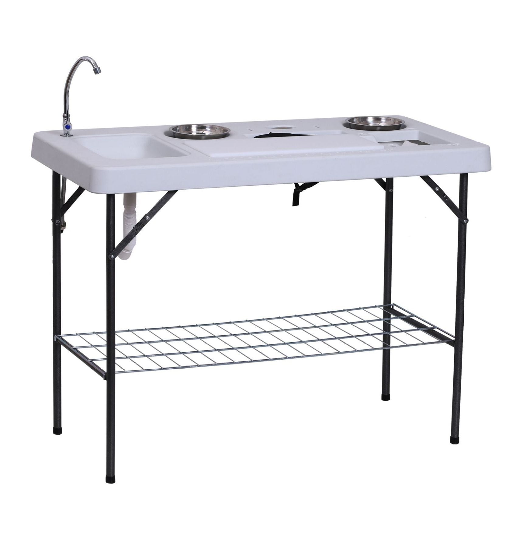 Camping Table with Sink, Portable Folding Outdoor Table for Fish ...