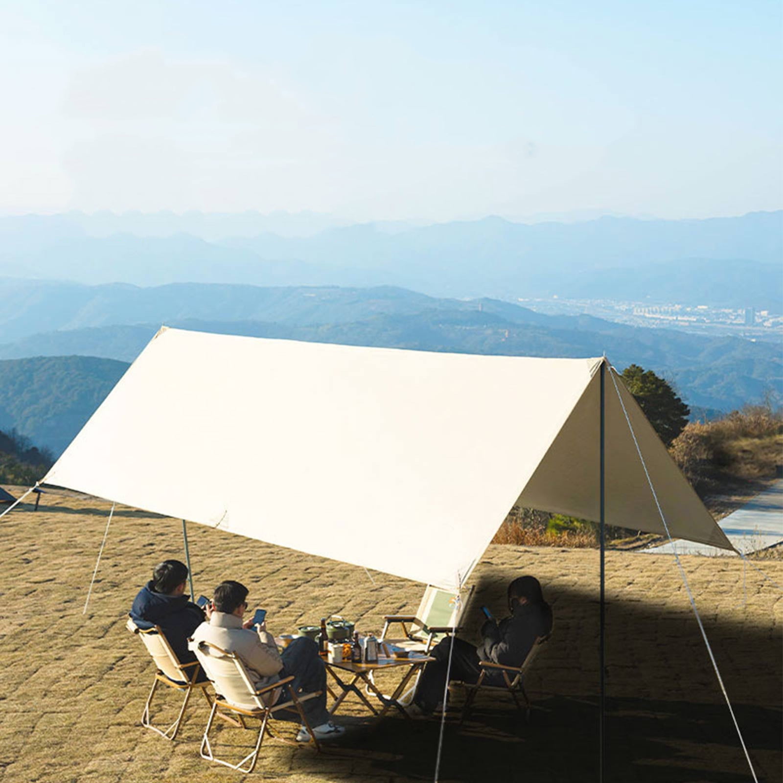 Camping Tarp with Poles, Portable Camping Canopy, Waterproof Tent Tarp ...