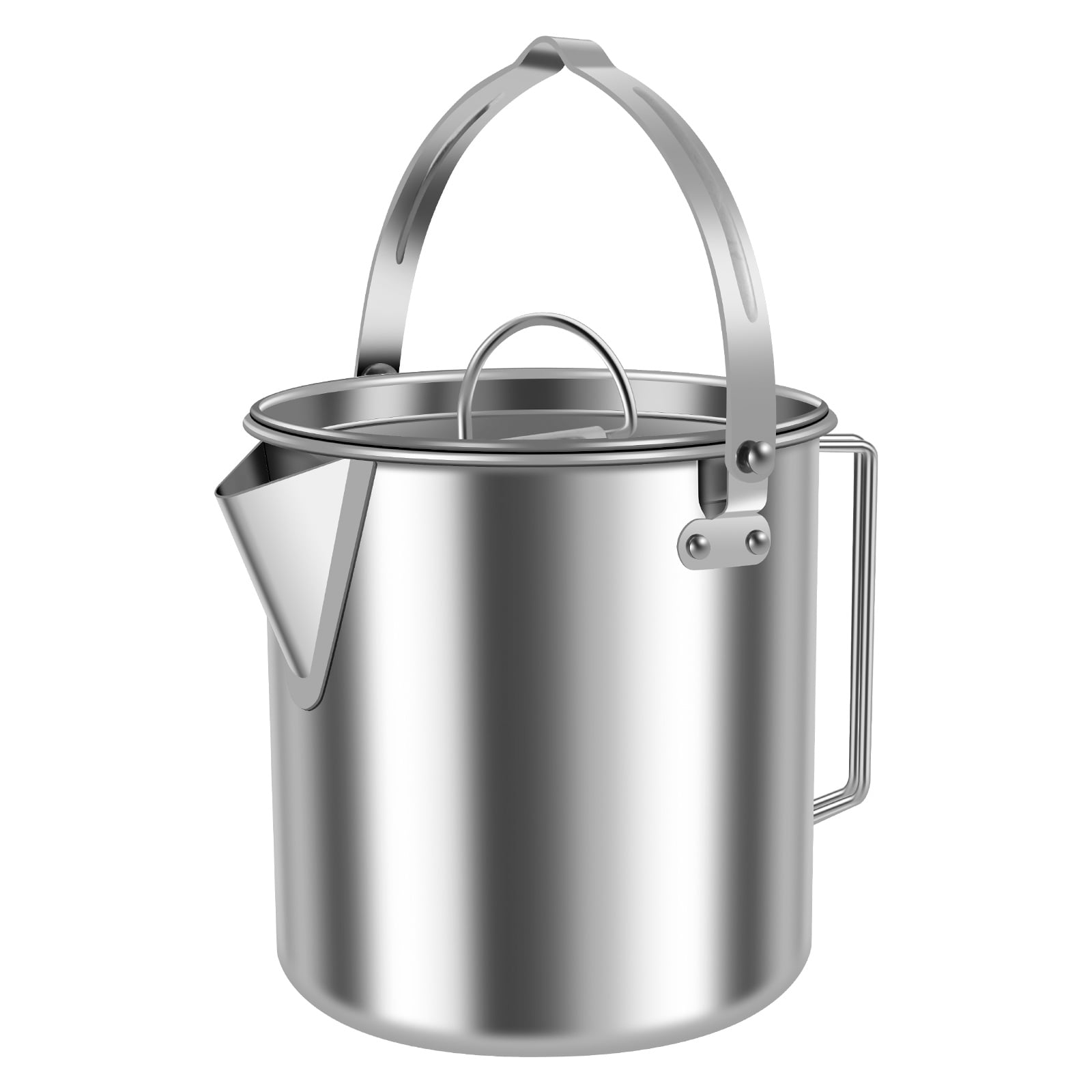 Camping Tea Kettle 1.2L Stainless Steel Coffee Pot with Lid and Double ...
