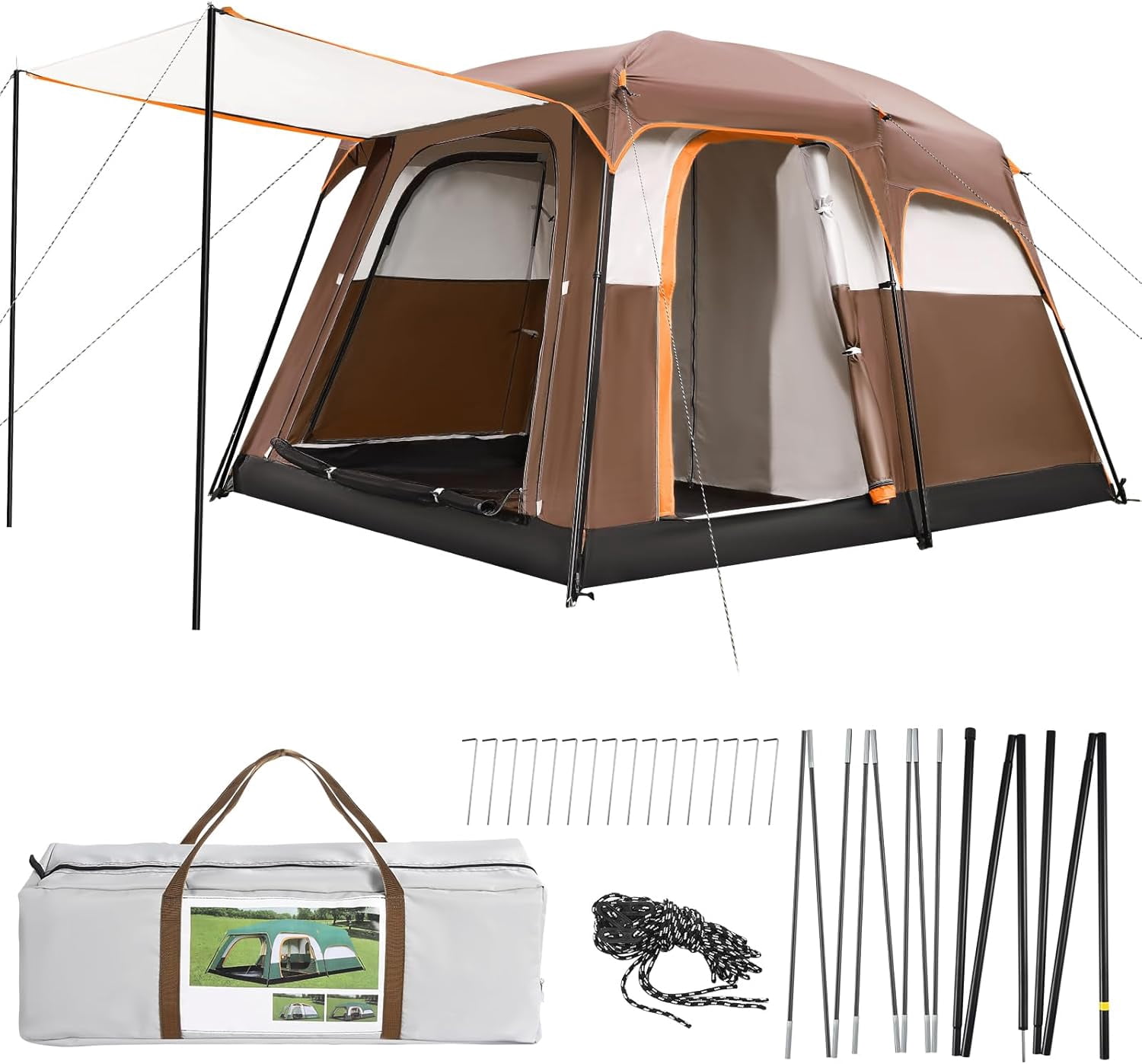Camping Tent 6 Person - Waterproof Windproof Family Tent with Top ...