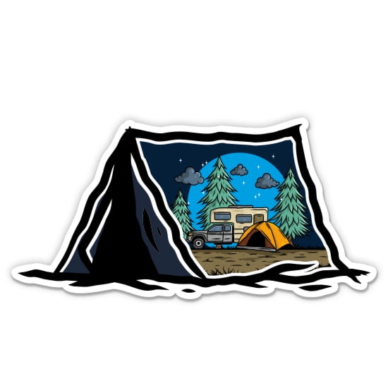 Camping Tent Adventure - 5" Vinyl Sticker - For Car Laptop I-Pad ...