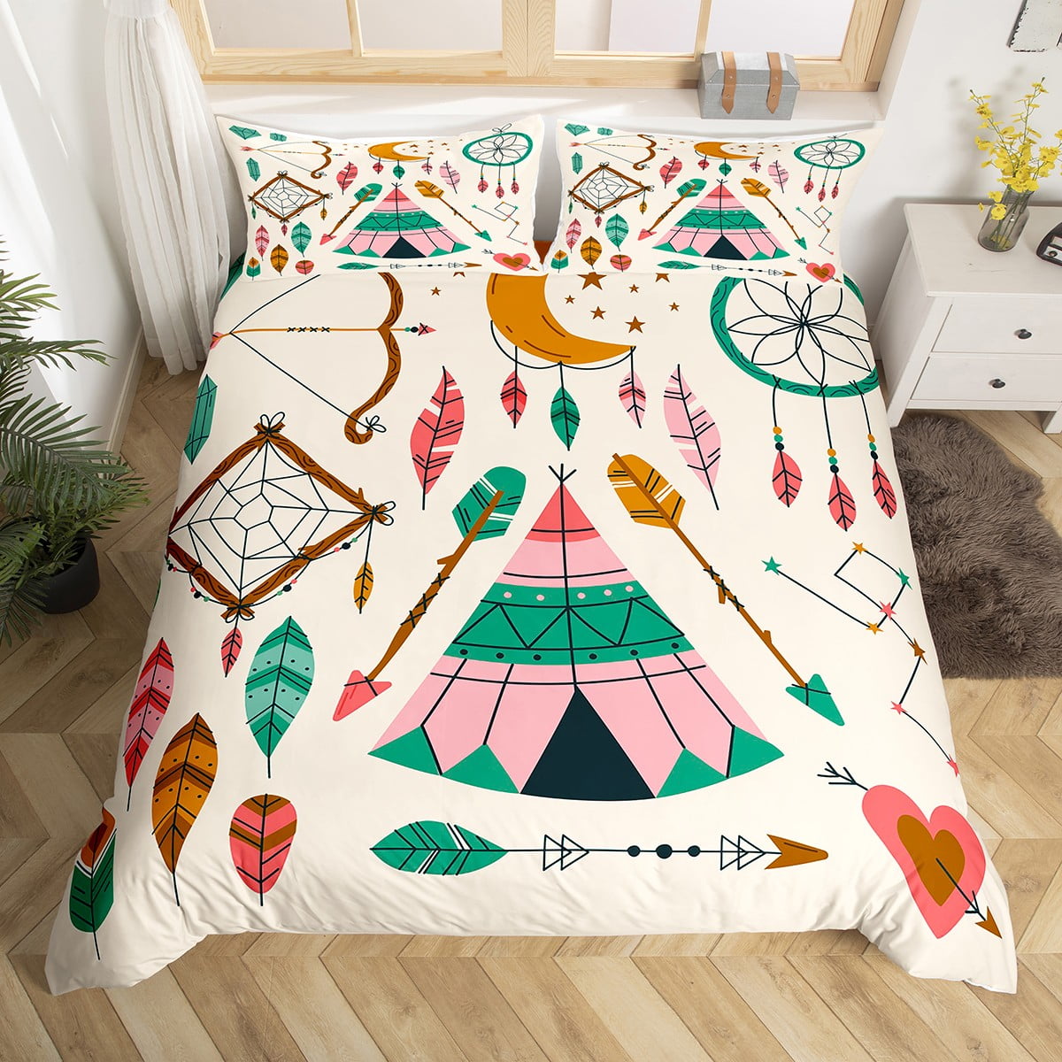 Camping Tent Bedding Set Ethnic Tribe Feather Arrow Comforter Cover ...