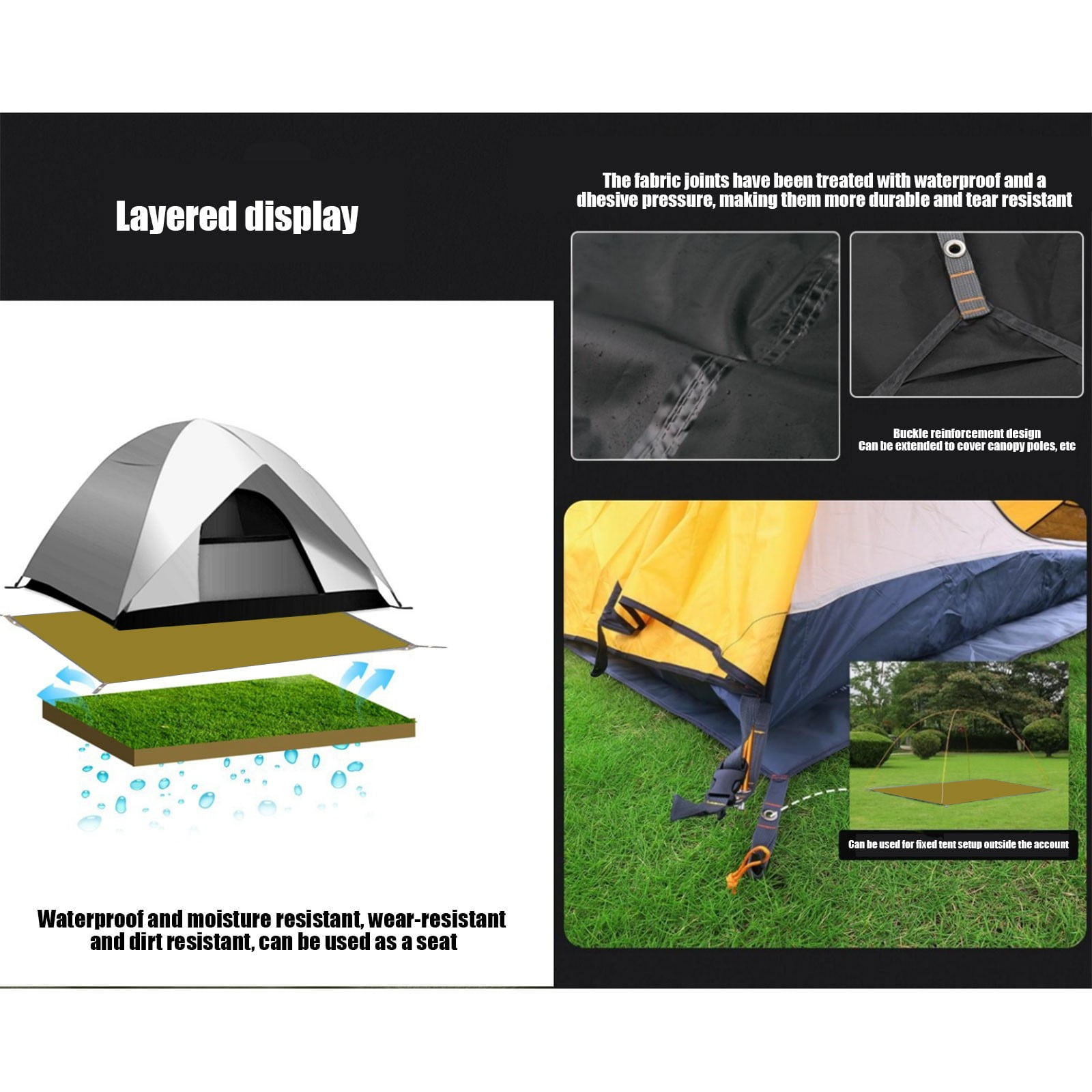 Camping Tent Carpet Mat, 82.68x35.43in Waterproof Camping Rugs Tent ...