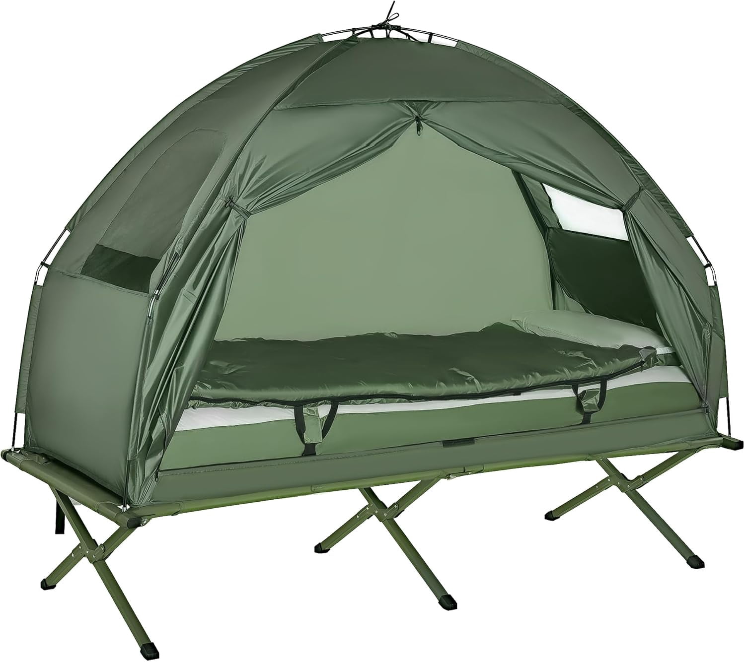 Camping Tent Cot, 4-in-1 Folding Tent Cot Combo with Mattress, Pillow ...