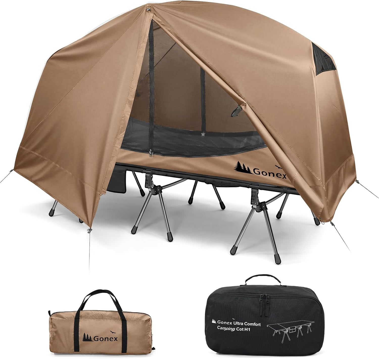 Camping Tent Cot for Adults, 1-Person Off-Ground Folding Portable Easy ...