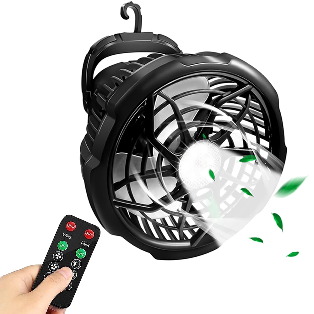 Portable 6 inch Camping Tent Fan with LED Lantern, USB Rechargeable ...
