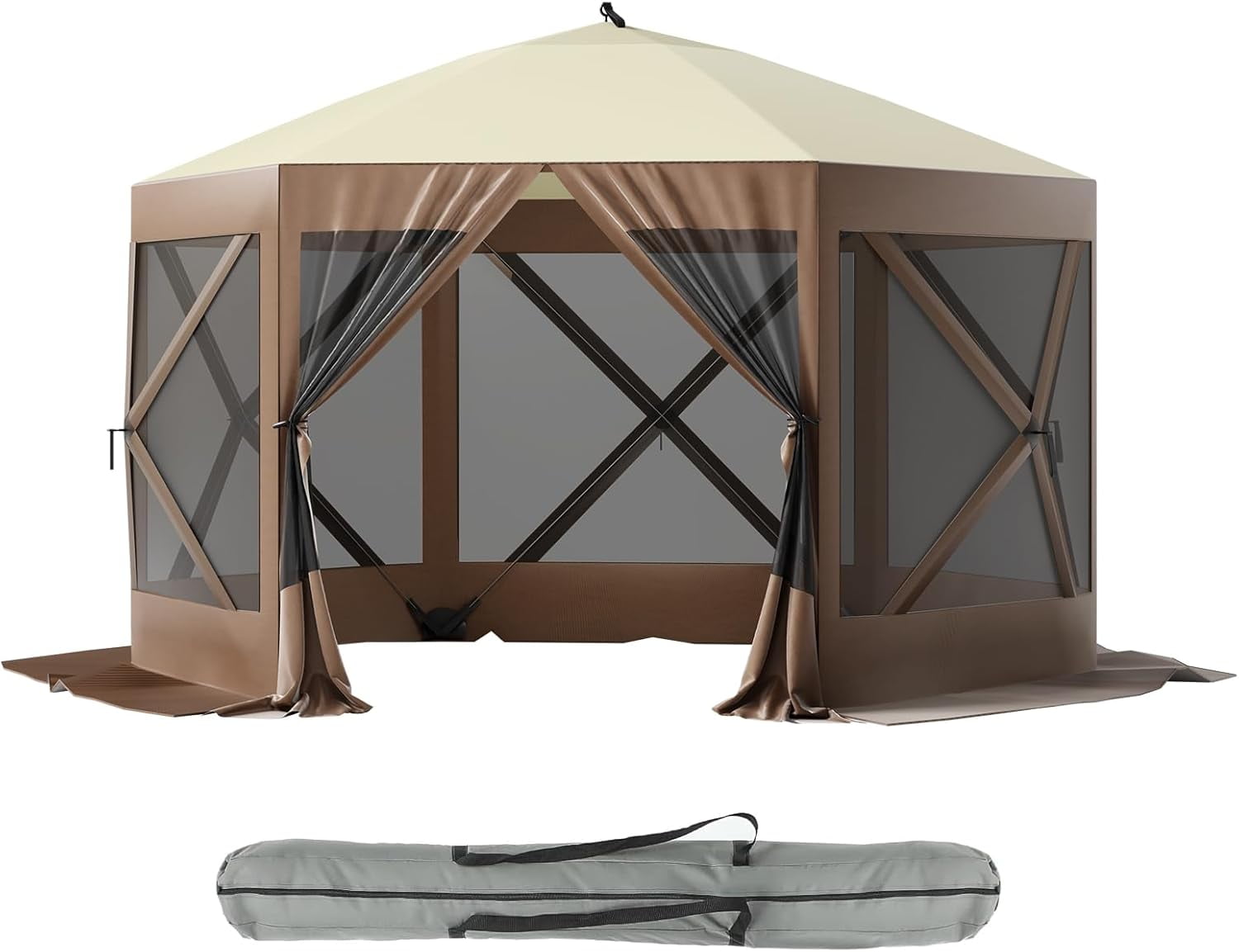Camping Tent, Gazebo Outdoor Pop up Canopy Tent, 10x10ft 6-Sided Canopy ...