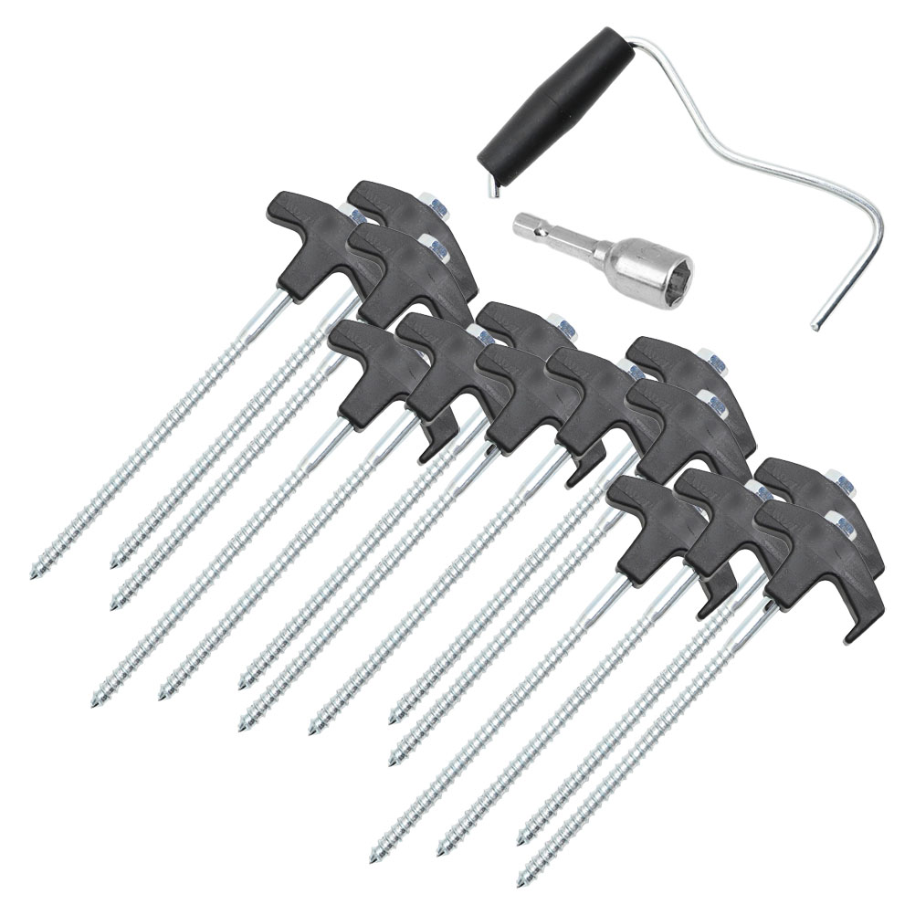 Camping Tent Ground Pegs Tailgating Cord Tensioner Anchors Beach Black ...