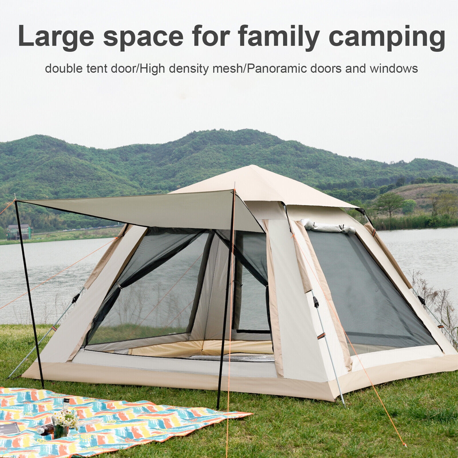Outdoor Weatherproof 3-4 Person Instant Setup Camping Tent, Waterproof ...