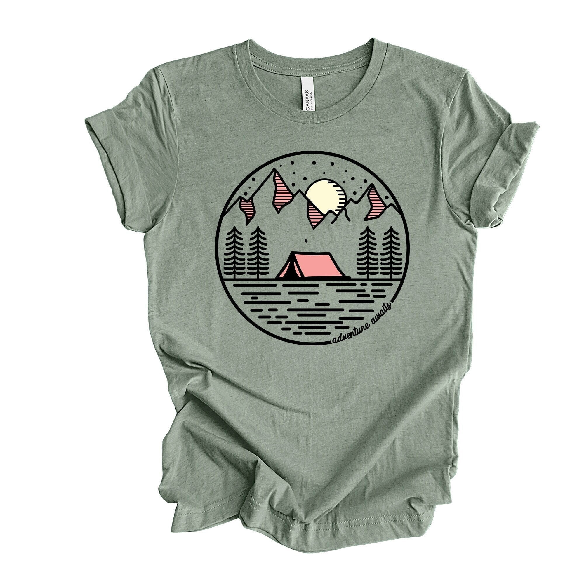 Camping Tent & Mountain Design on Bella + Canvas Unisex Shirt - Walmart.com