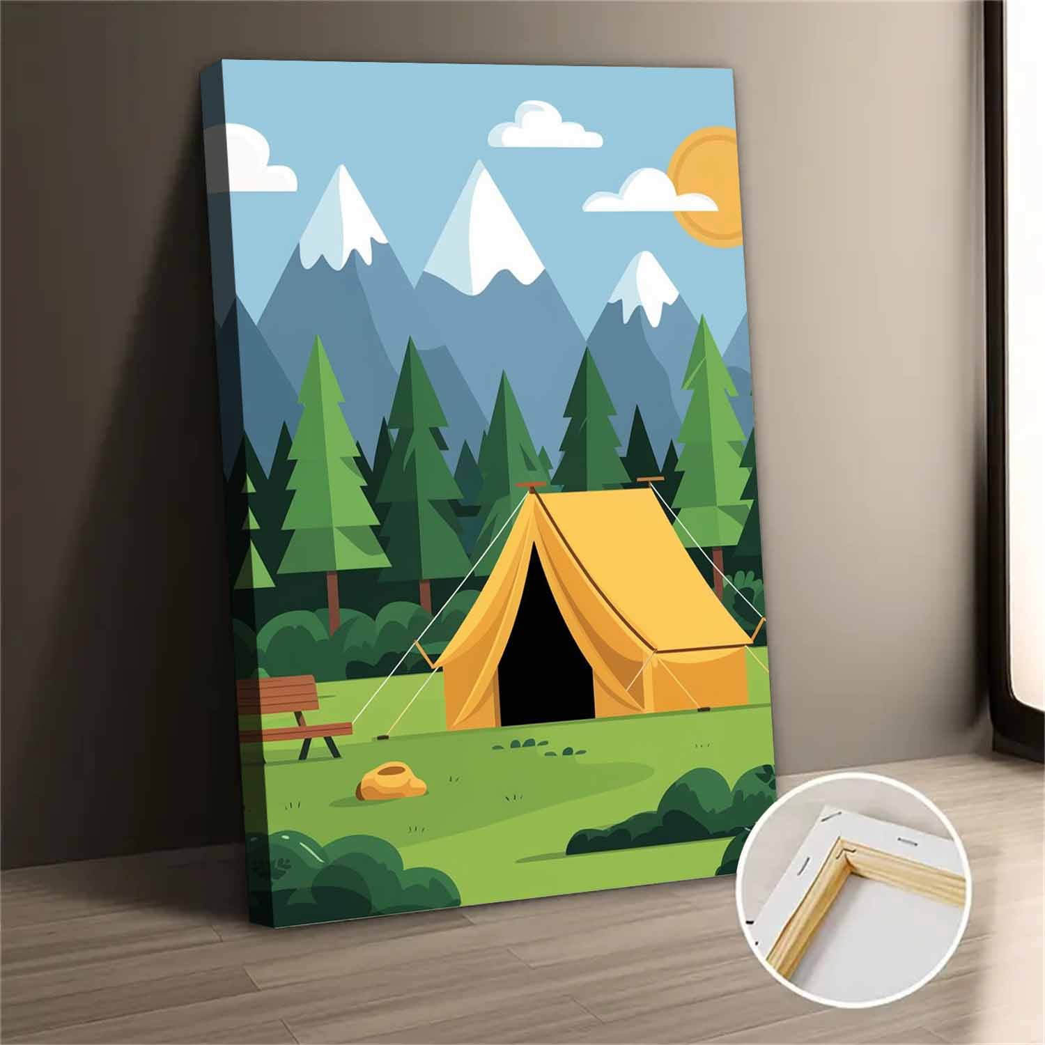 Camping Tent Wall Art Canvas Print - Abstract Modern Aesthetic ...