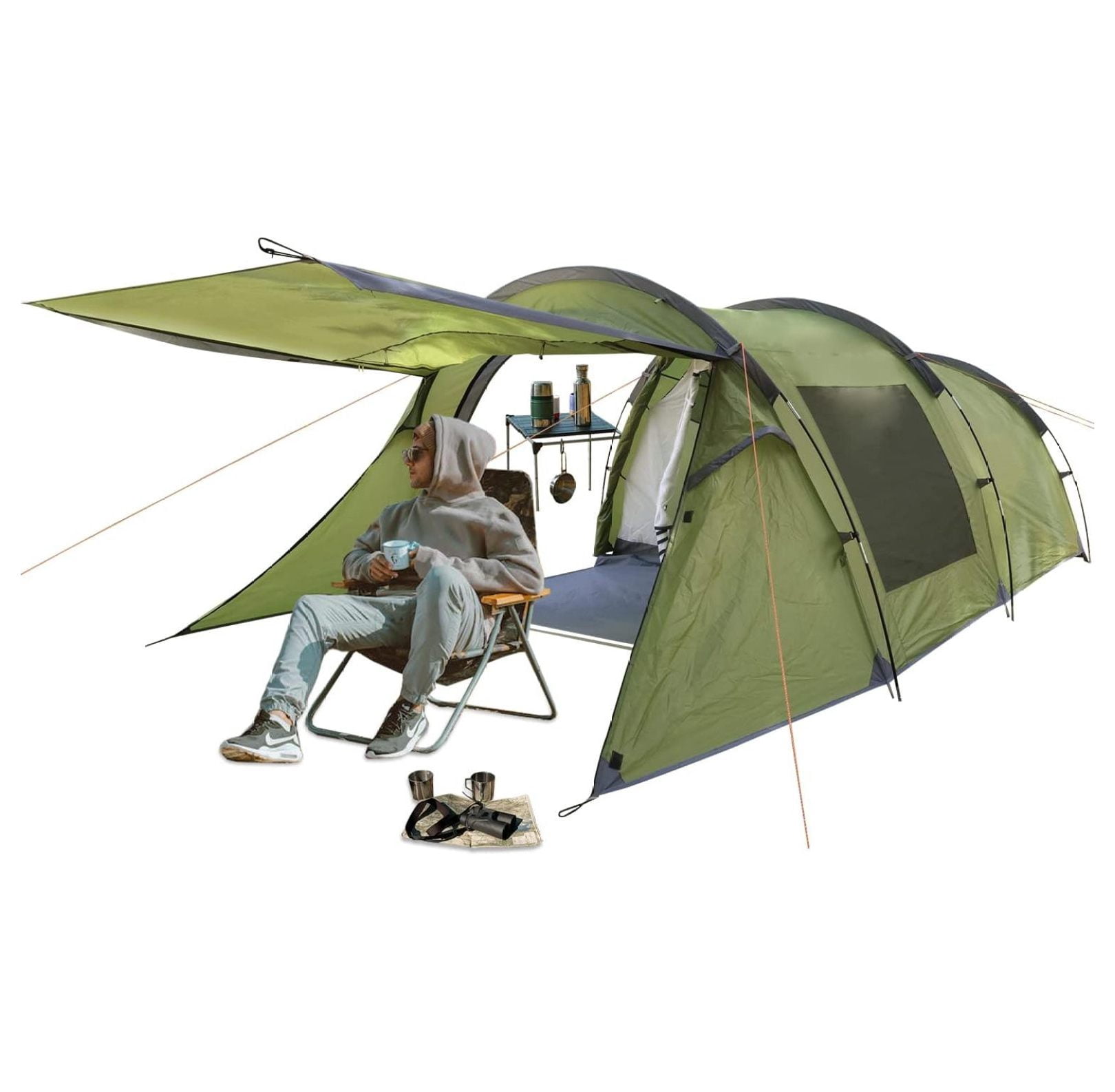 Camping Tents 2-4 Person, Double Layers Waterproof Backpacking Tents with Porch Quick Easy Set ...