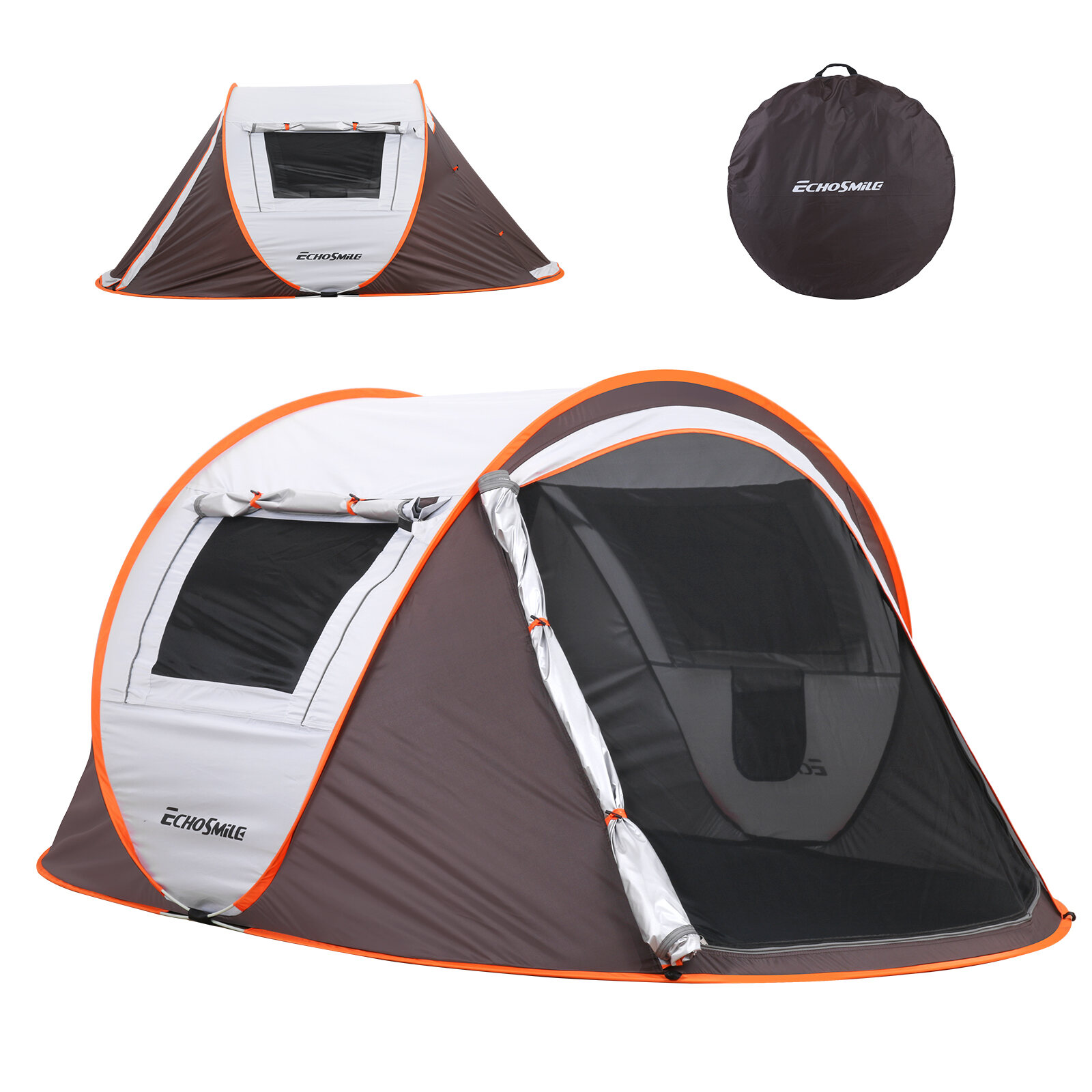 Camping Tents, 2 Person White Brown Pop Up Camping Tent, Antique Brown ...