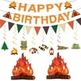 Camping Themed Birthday Party AIF4 Decorations,Glitter Happy Birthday ...