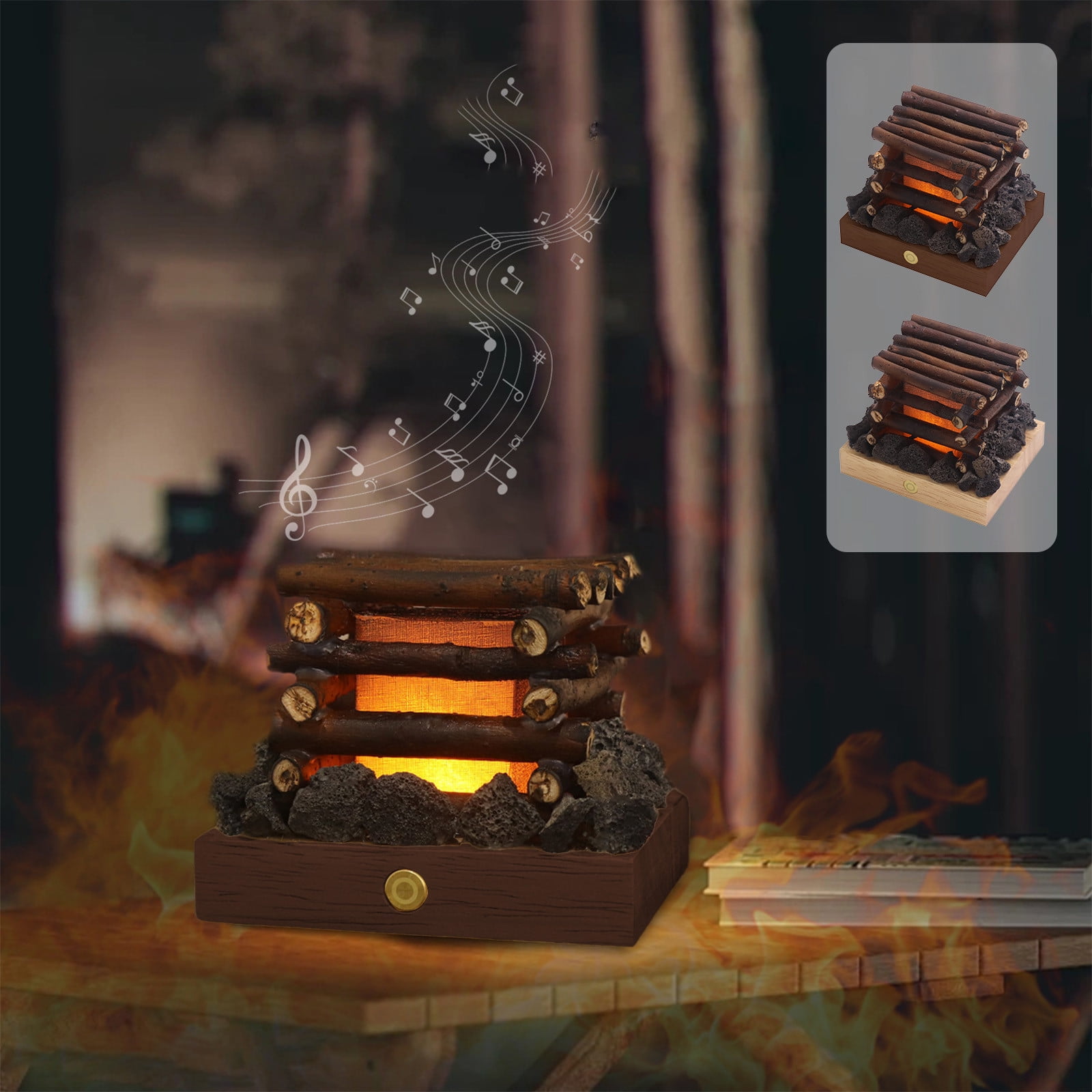 Camping Themed Fireplace Lamp | Realistic Burning Branch Flame | White ...