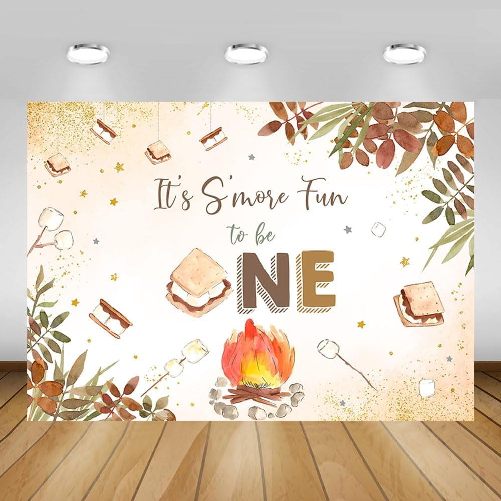 Camping Themed S'More One 1st Happy Camper Birthday Party Backdrop ...