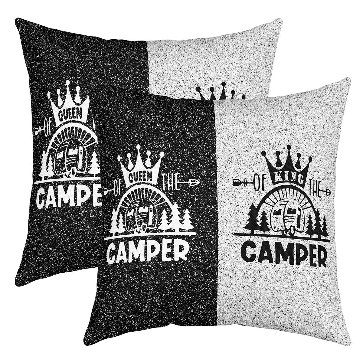 Camping Throw Pillow Covers RV Camper Decor,King and Queen Camper ...