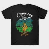Camping Time Wilderness Campfire Tent Pine Trees Forest Adventure Font ...