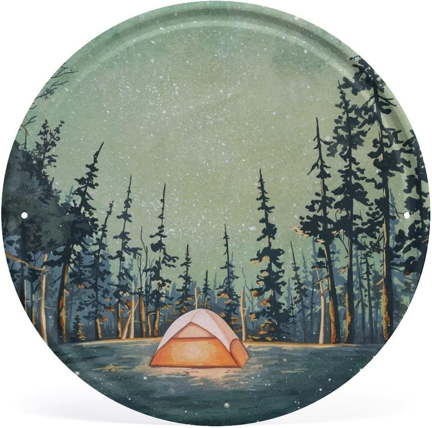 Camping Tin Signs Night Art Tent Starry Sky Outdoor Wall Art Funny ...