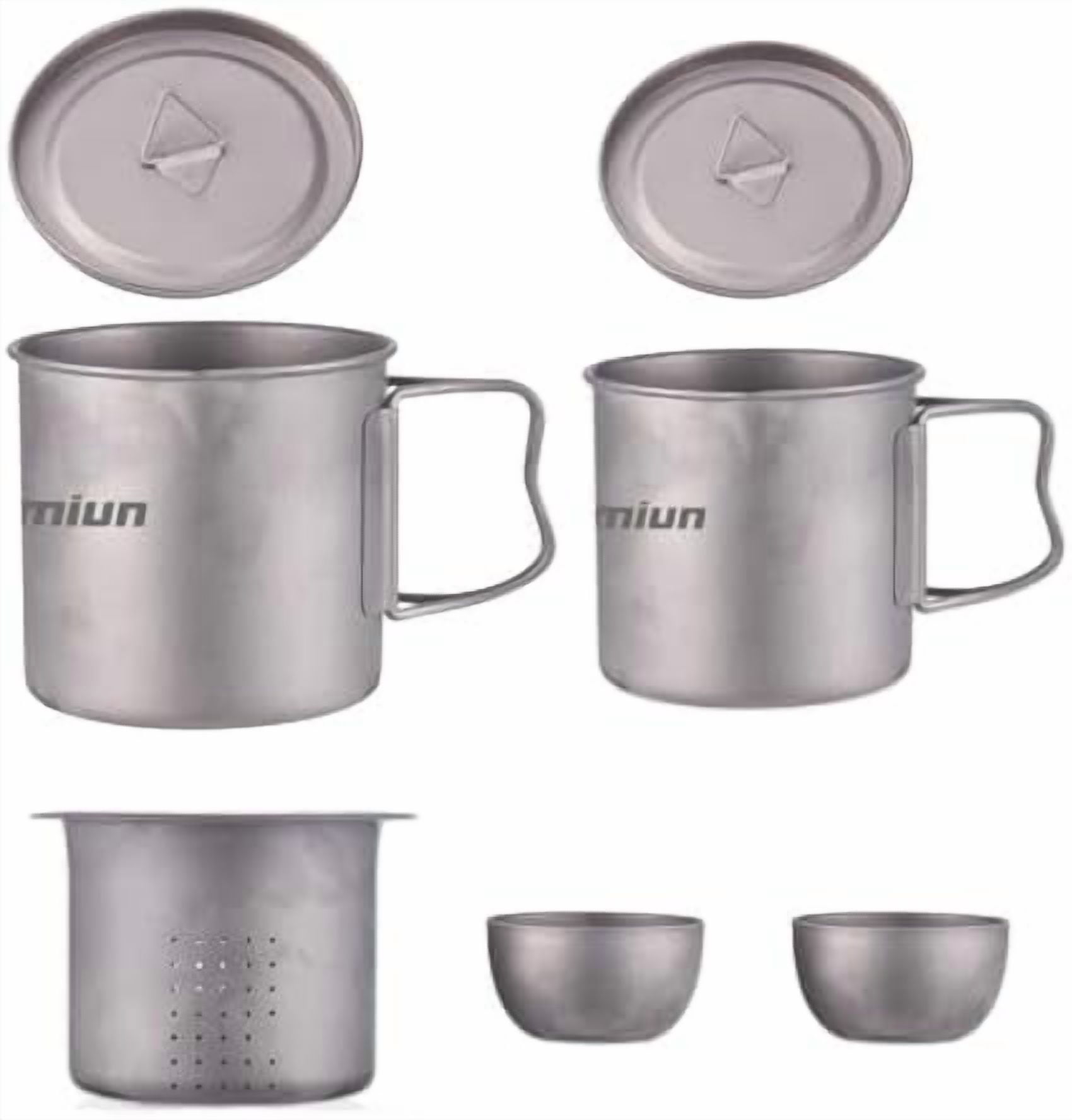 Camping Titanium Tea Set Includes 2Pcs Lightweight Stackable Camping ...