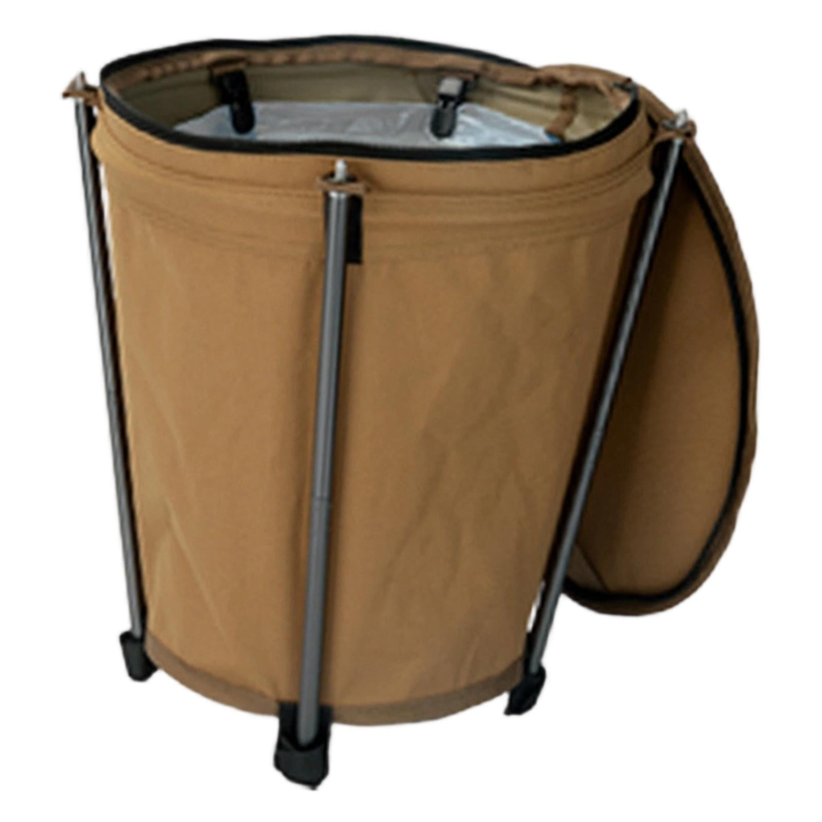 Camping Trash Can Garbage Container Outdoor Storage Bin with Zippered ...