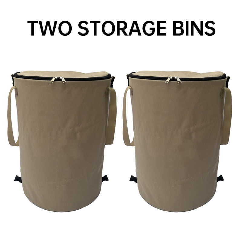Camping Trash Can Pop-up Circular Storage Pail Canvas Foldable ...