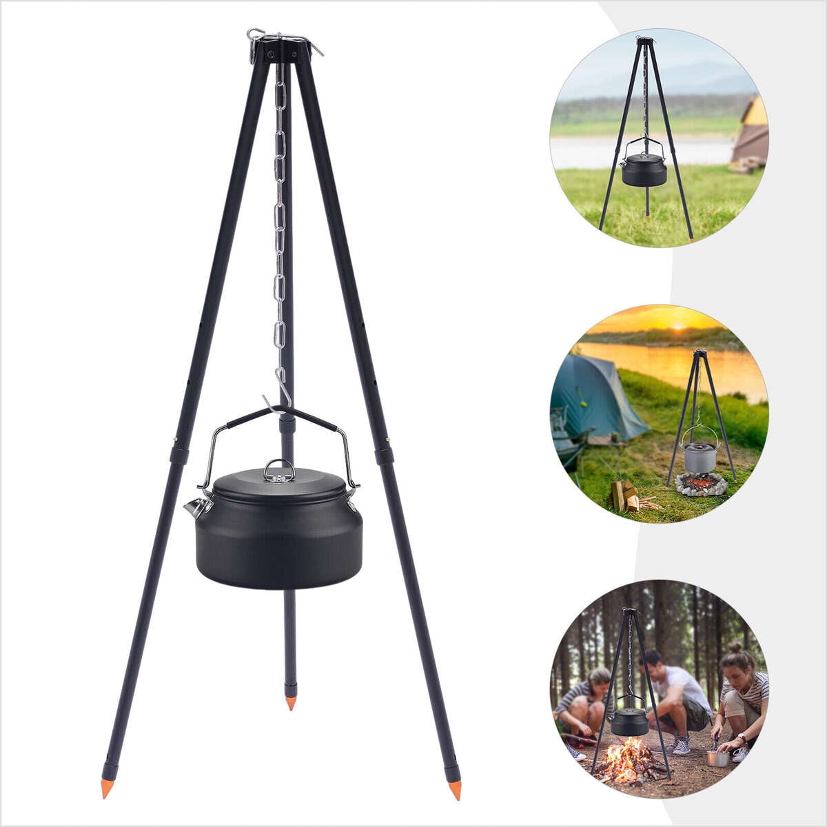 Camping Tripod Campfire Cooker Oven Dutch Tripod Grill Tripod Cooker ...