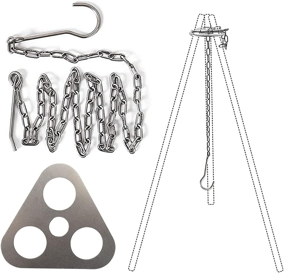 Camping Tripod Grill Board,Campfire Support Plate and Adjustable Chain ...