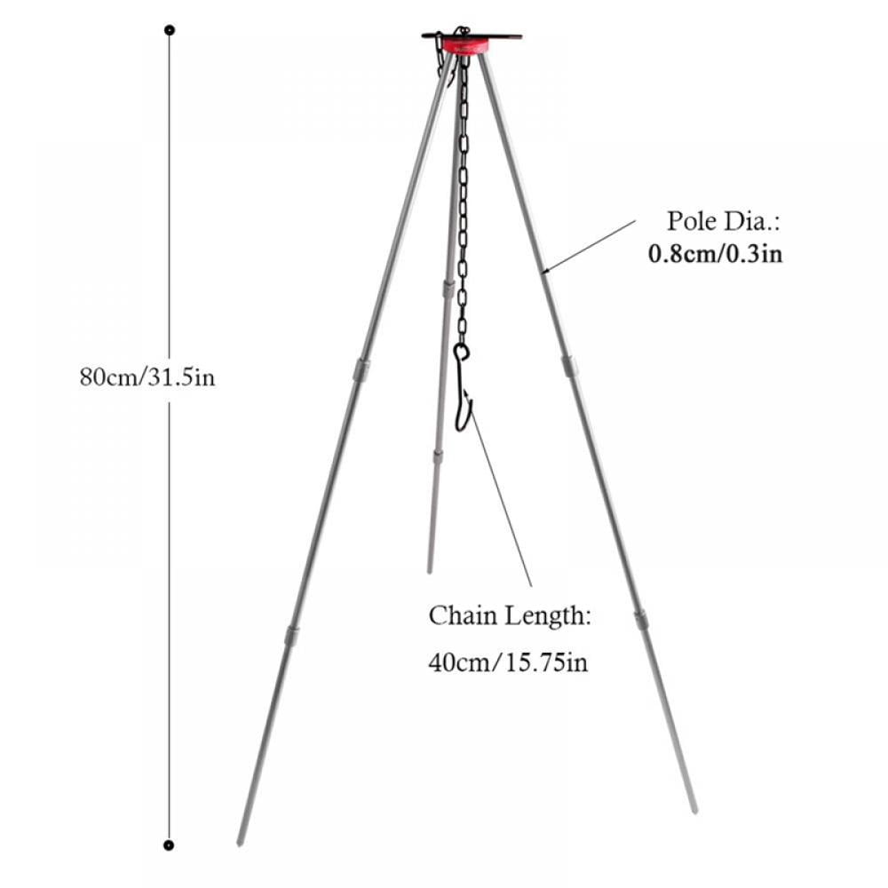 Camping Tripod for Outdoor Campfire Cooking Black, Portable Triangle ...