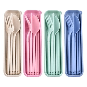 Navaris Titanium Folding Utensil Set - Fork Knife Spoon Foldable Metal ...