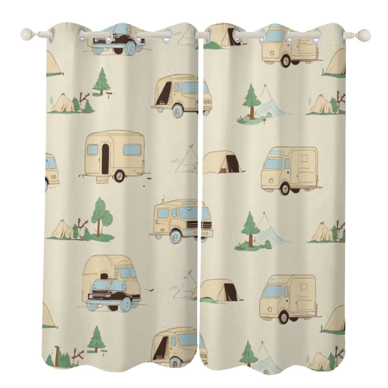 Camping Vehicles Pattern Blackout Window Curtains for Bedroom Living ...
