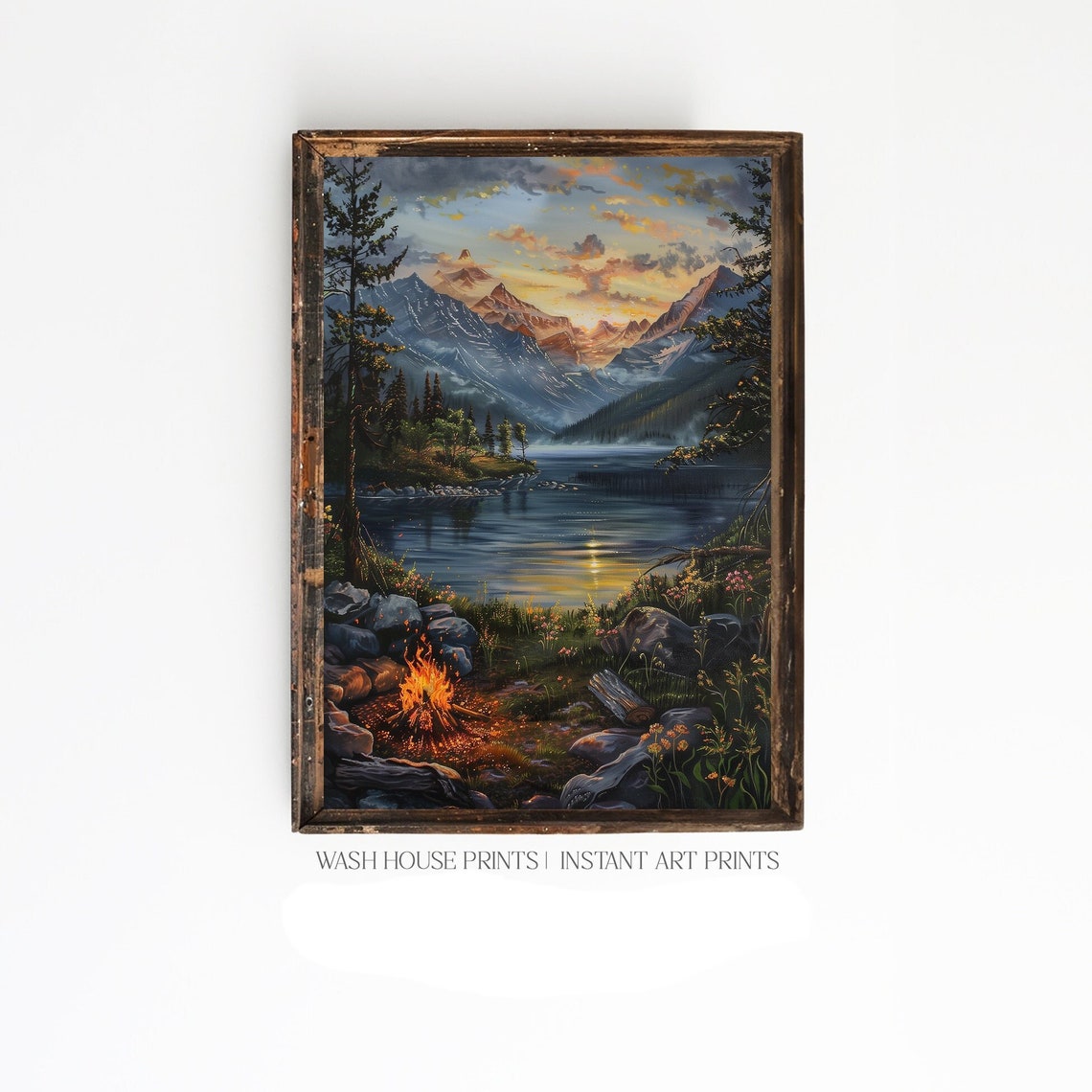 Camping Wall Artwall Art Of A Campfire Wall Art For Cabin Decor Rustic ...