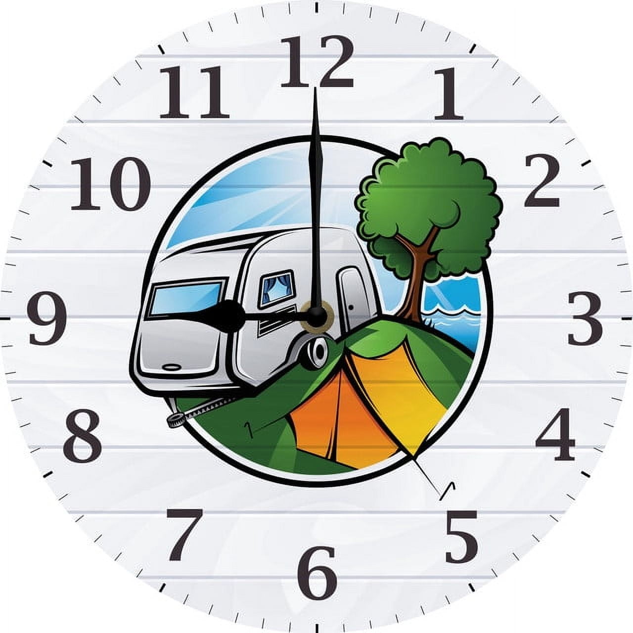Camping Wall Clock, Round Wood Wall Clocks Camping Theme, Gift for ...