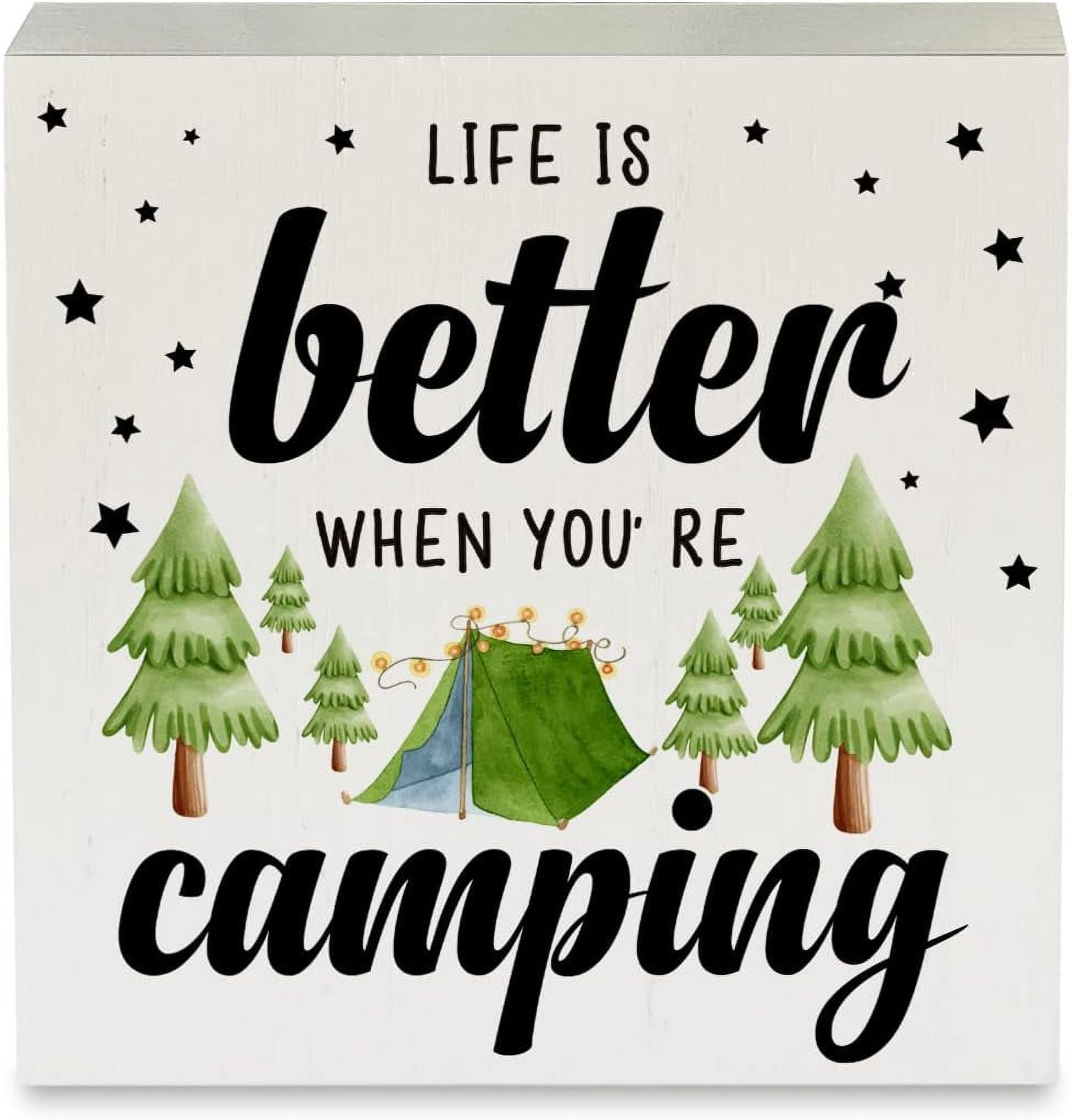 Camping Wood Box Sign Rustic Camper Wooden Box Sign Decorative Country ...